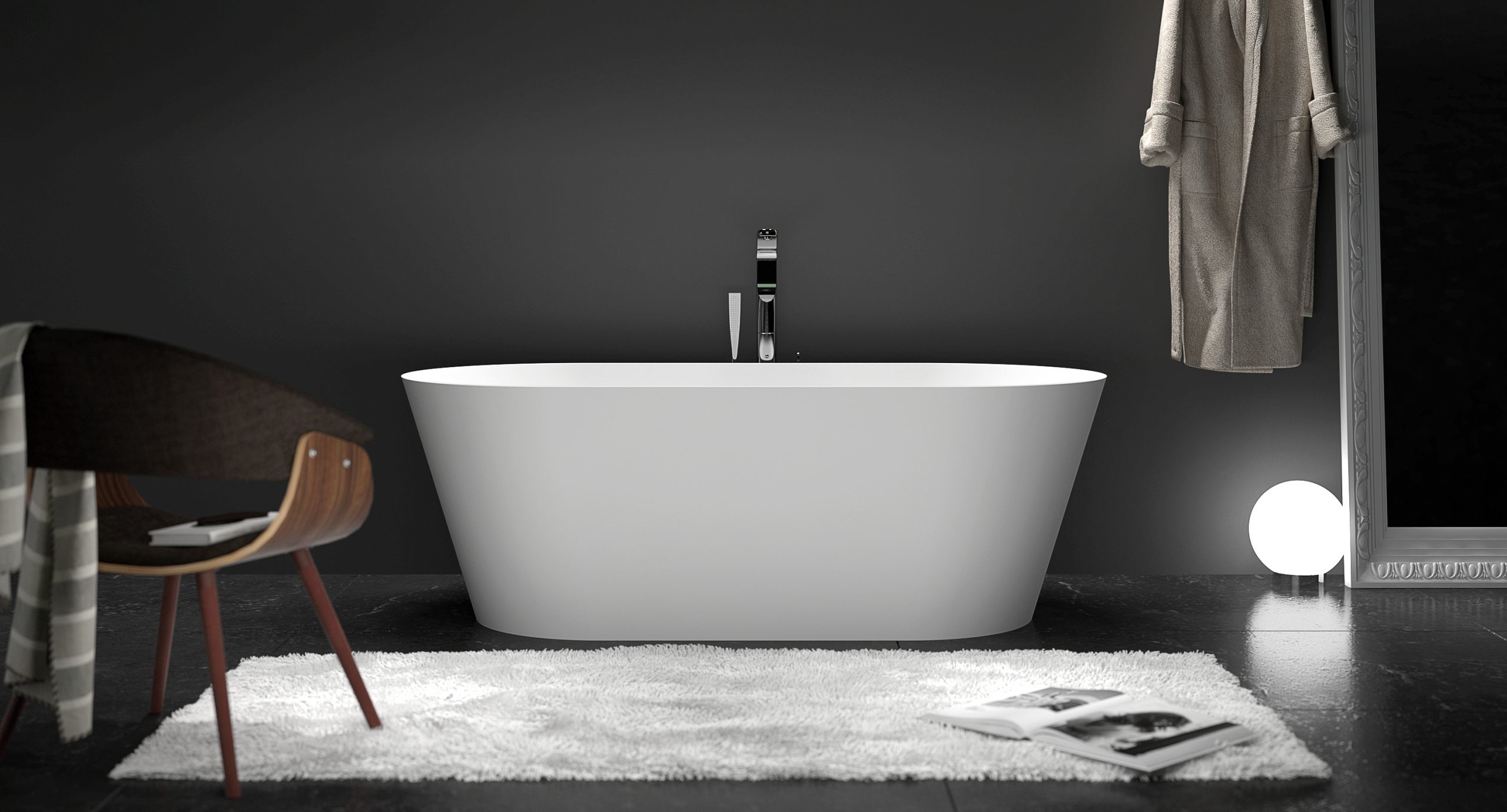 New Design Freestanding Bathtub Modern White Resin Stone Soaking ...